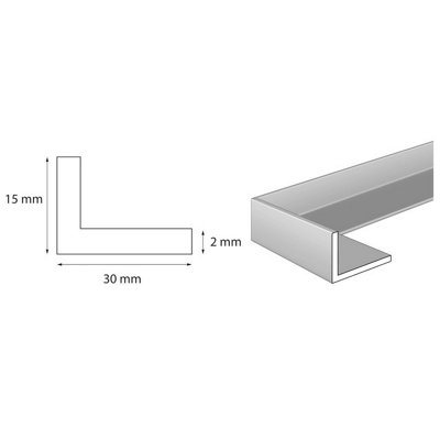 nielsen Aluminium L-Shaped Angle Profile, Matt Anodized, 2000x30x15mm ...