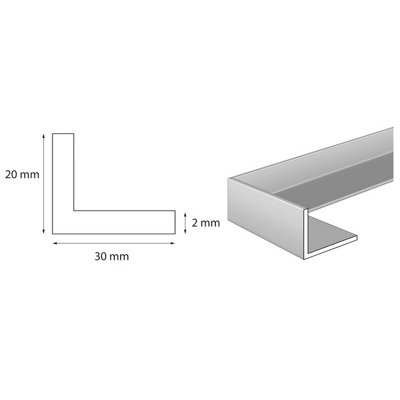 nielsen Aluminium L-Shaped Angle Profile, Matt Anodized, 2000x30x20mm ...