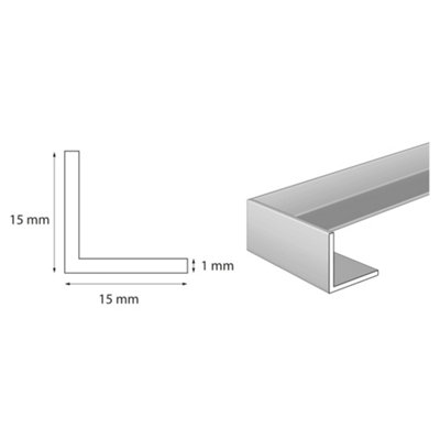 nielsen Aluminium L-Shaped Angle Profile Natural Mill Finish 2000x15x15 ...