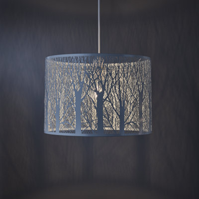 nielsen Arford Large Metal Easy Fit Forest Effect Shade, Matt White ...