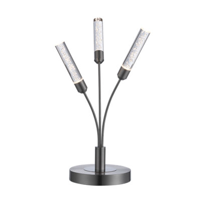 nielsen Chawton 3 Light LED Satin Nickle Table Lamp with Glass Shades ...