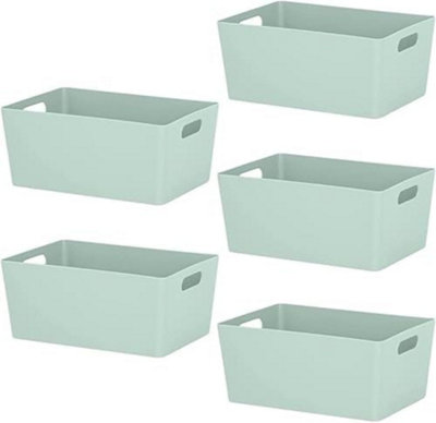 Niftii 5-Pack Sage Plastic Storage Baskets with Sturdy Handles ...