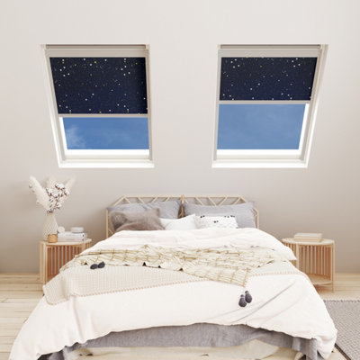 Night Sky Blackout Blind for Velux Roof Window Size S06 ,Silver Frames