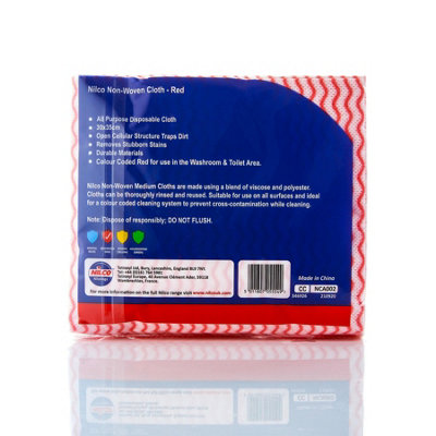 Nilco All Purpose Bathroom Red Colour Coded Cleaning Cloths 30x35cm NCA002