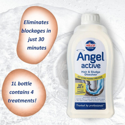 Nilco Angel Active 12L Hair Sludge Dissolver Fast Act Plughole ...