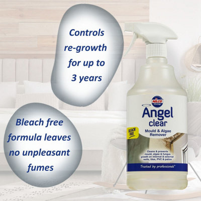 Nilco Angel Clear 4L Mould Algae Remover Cleaner Walls Tiles PVC Patios ...
