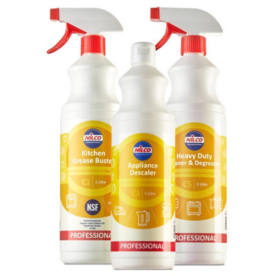 Nilco Heavy Duty Kitchen Grease Cleaner & Degreaser Descaler Bundle ...