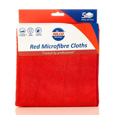 Nilco Microfibre Cloths Non-Abrasive Absorbent Cloths Colour Coded Red ...