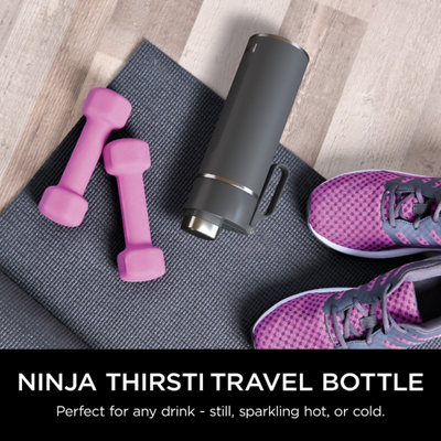 Ninja Thirsti Water Bottle 700ml Travel Bottle Stainless Steel Grey