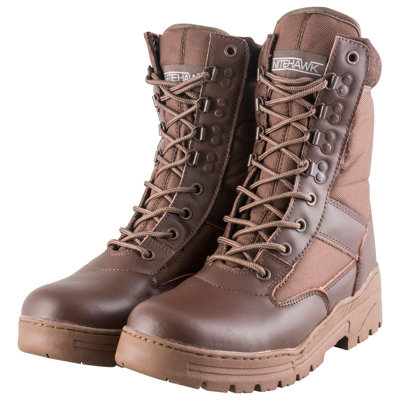 Nitehawk Army/Military Patrol Brown Leather Combat Boots Outdoor Cadet ...