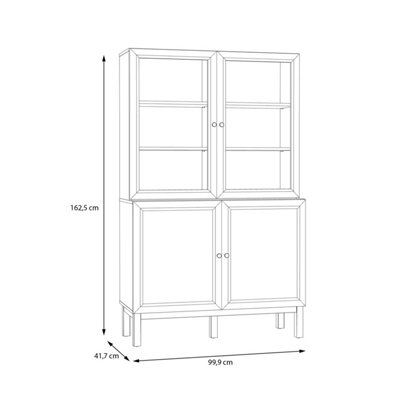 Niva 4-Door Display Cabinet in Light Grey and Natural Oak Effect
