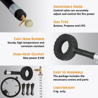 NJ GB-24 Gas Boiling Ring Cast Iron Burner Large Cooker LPG Stove ...