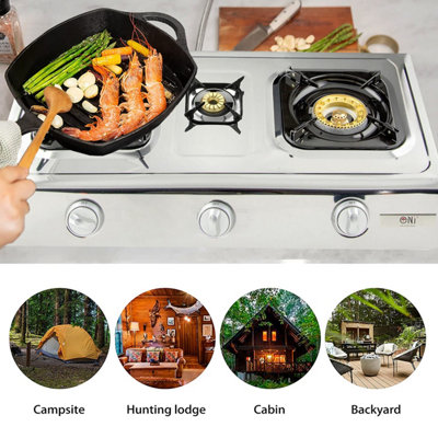NJ NSD-3 Portable 3 Burner Gas Stove Indoor Gas Hob Caravan Home ...