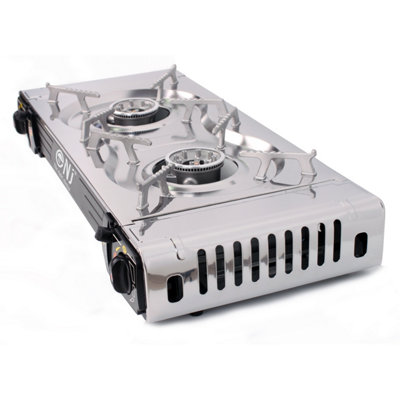 NJ SG-2 Portable Double Burner Gas Stove Stainless Steel Camping with ...