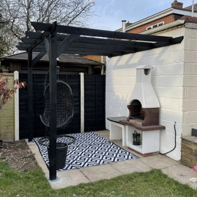 NLC Wooden Wall Mounted Lean-to Pergola 3m x 2.8m (9'10" x 9'2") with ...