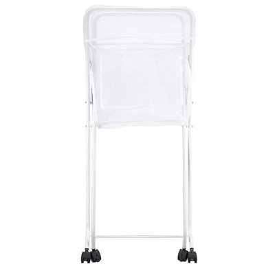 No Bend Laundry Basket on Wheels - Lightweight Foldable Washing Trolley ...