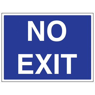 NO EXIT Mandatory Safety Caution Sign - Rigid Plastic - 400x300mm (x3)