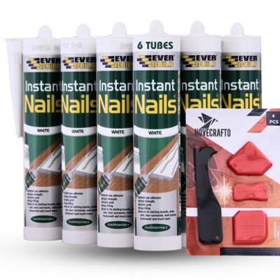 No More Nails Glue - Pack of 6 Tubes (290ml each) with 4-Piece Caulking ...