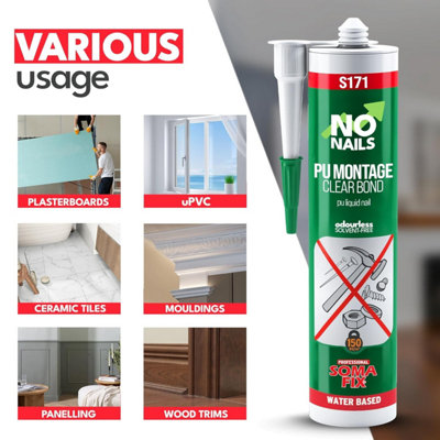 No Nails - All Purpose Adhesive for Interior, Insant Grab for Wood ...