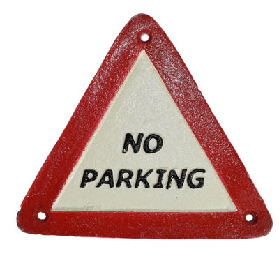 No Parking Triangle Cast Iron Sign Plaque Door Wall Post Cafe Shop Pub ...
