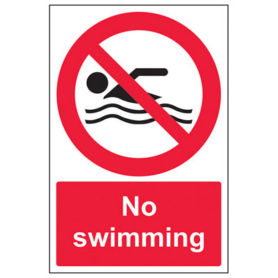 No Swimming - Prohibition Water Sign - Rigid Plastic - 200x300mm (x3 ...