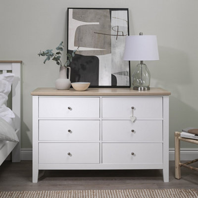 Noa & Nani 6 Drawer Chest of Drawers in White & Oak Leines