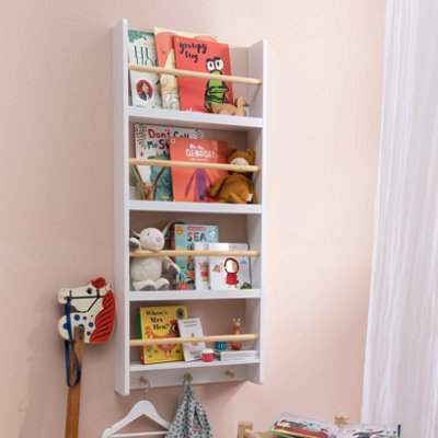 Noa & Nani Display 3 Tier Shelf Bookcase Wall Mounted & Coathook Elene