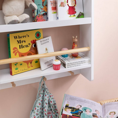 Noa & Nani Display 3 Tier Shelf Bookcase Wall Mounted & Coathook Elene