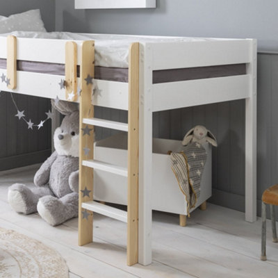 Noa & Nani Midsleeper Kids Solid Wood Cabin Bed in Classic White Una