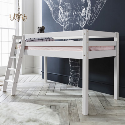 Noa & Nani Midsleeper Kids Solid Wood Cabin Bed with White Frame Thor