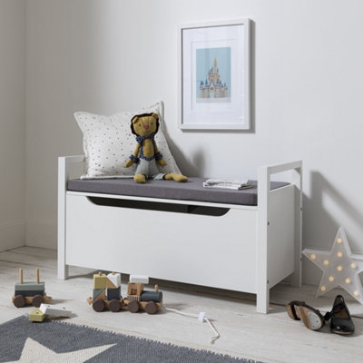 Noa & Nani Toy Box with Cushion in Classic White Osman