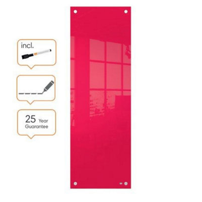 Nobo Small Glass Whiteboard Panel Red 300x900mm