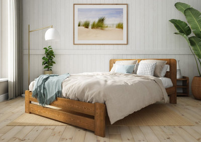 Nodax Small Double Bed Frame, Solid Pine Wood, Easy Assembly, Sturdy ...