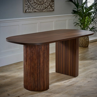 Nolan Dark Mango wood rectangular 6-8 Seater Dining Table