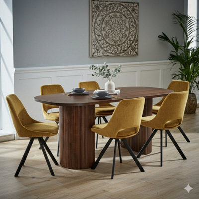 Nolan Dark Mango wood rectangular 6-8 Seater Dining Table