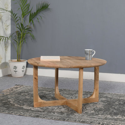 Nolan Natural Solid Mango Wood Round Coffee Table