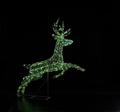 Noma Outdoor 1.5M Richmond Leaping Stag 300 LEDS White Rattan, Colour ...