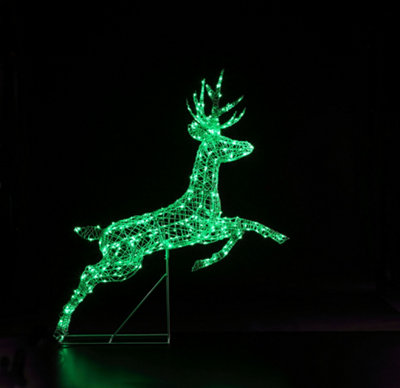 Noma Outdoor 1.5M Richmond Leaping Stag 300 LEDS White Rattan, Colour ...