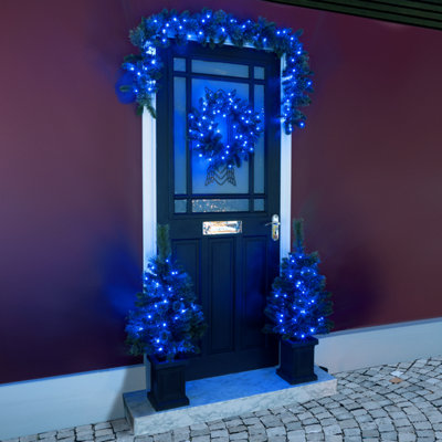 Noma Outdoor Colour Changeable Door Set with Wreath, Garland and 2 Trees