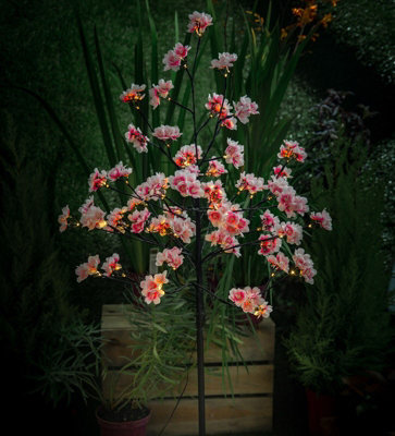 Noma Solar 4ft Pink & White Cherry Blossom LED Flower Tree Garden Light ...