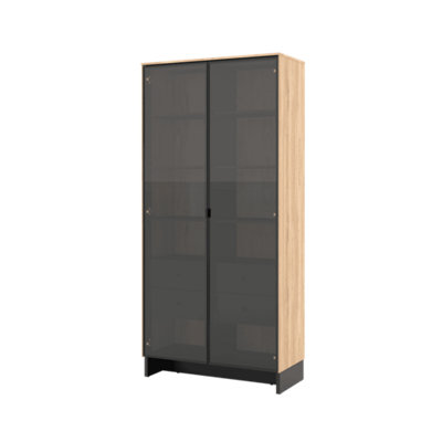 Nomad Tall Display Cabinet (H)1950mm (W)920mm (D)400mm) with Smoked ...