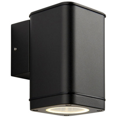 Non Automatic Outdoor Wall Light - Textured Black & Glass - Exterior ...