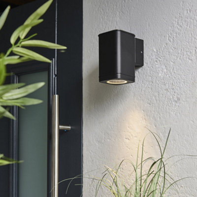 Non Automatic Outdoor Wall Light - Textured Black & Glass - Exterior ...