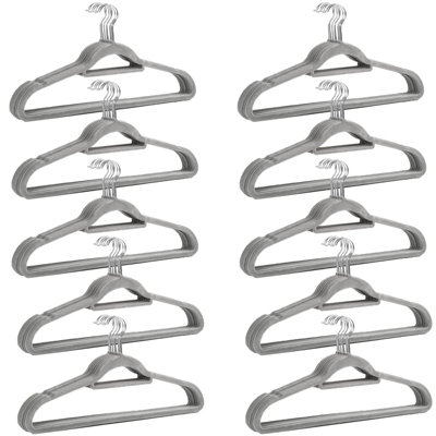 Non-Slip 100 Pack Coat Hanger Adult Clothes Trouser Hanging Space Saver ...