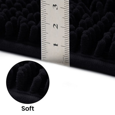 Non Slip Bath Mat Black Water Absorbent Shower Mats Machine Washable ...