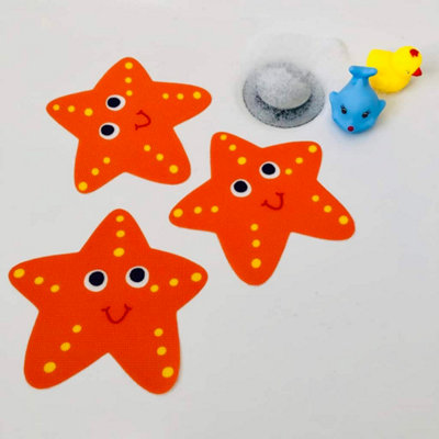 Non Slip Kids & Baby Bath Stickers Smiley Starfish x5