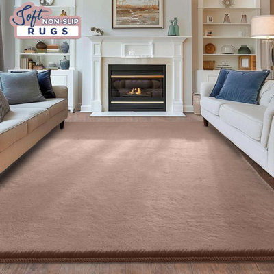 Non Slip Rabbit Fur Rug Super Soft Fluffy Large Area 160 X 230 cm ...