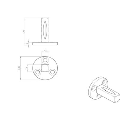 Non Turn Door Handle Taylor Dummy Spindle 7.6mm Fixed Pull Handle Adapter