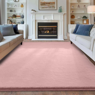 Nonslip Washable Fluffy Rabbit Fur Shaggy Rug Extra Large Area Bedroom ...
