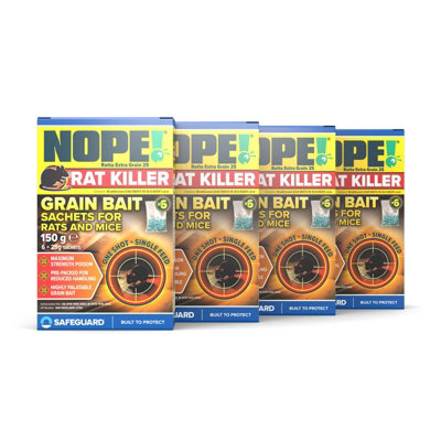 NOPE Rat & Mouse Killer Grain Bait (4x150g) Super Strength Poisoning ...